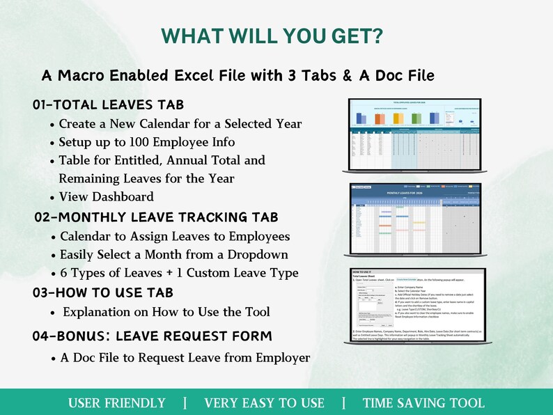 Employee Leave Tracker Excel Dashboard Annual PTO Planner Human ...