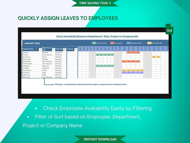 Team Availability Calendar for Employee Leave Management Tracker ...