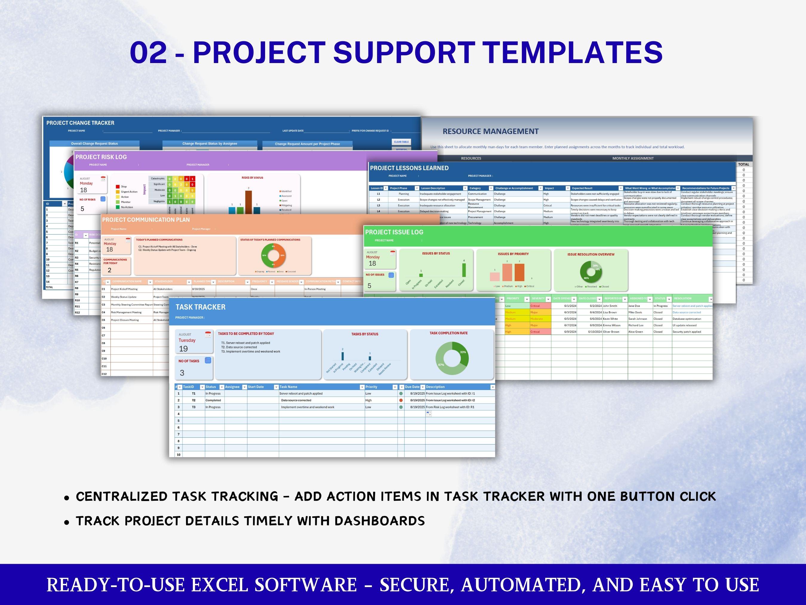 Project Management Excel Template Bundle Gantt Chart With Dependencies ...