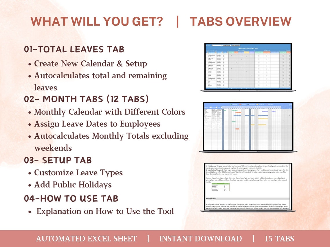 Employee Leave Tracker for Project Management: PTO Planner Excel ...