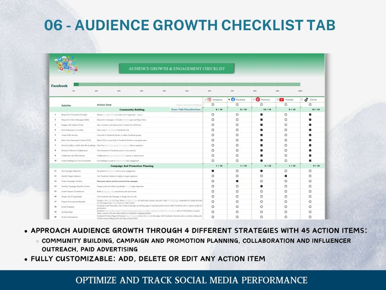 Social Media Task Planner Excel Spreadsheet Digital Marketing Tiktok ...