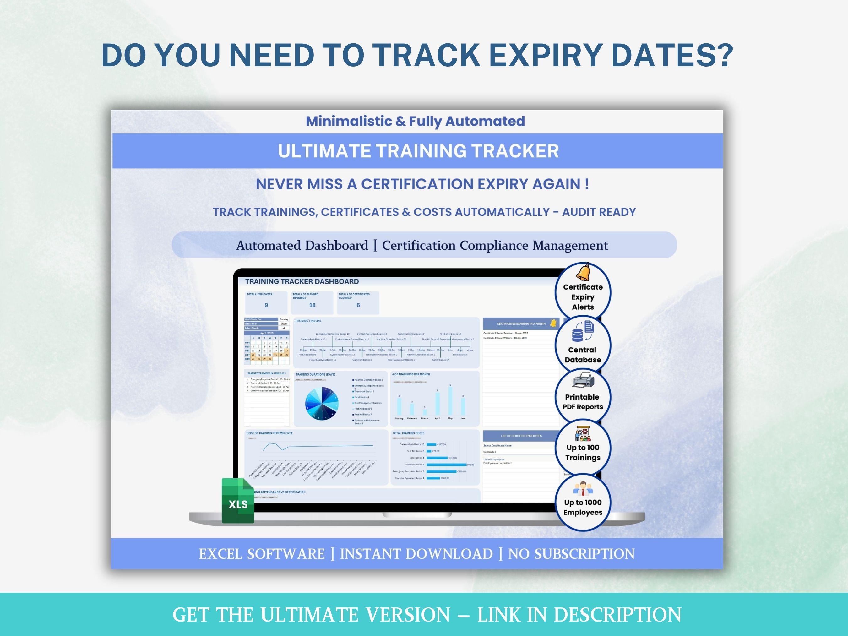 Employee Training Tracker Excel Spreadsheet Certification Tracker ...