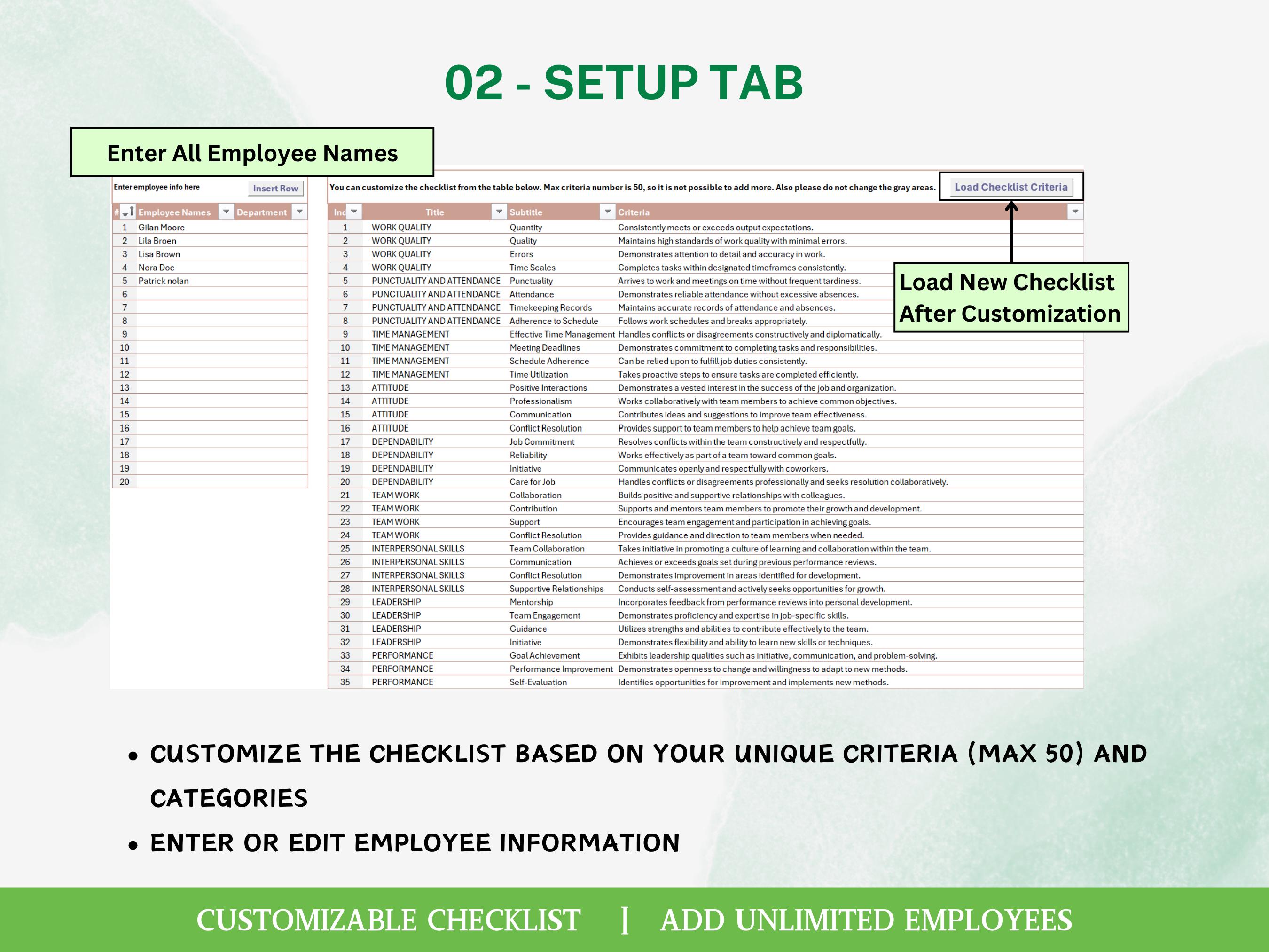 Employee Performance Evaluation Template Human Resource HR Excel Dashboard Employee Review ...