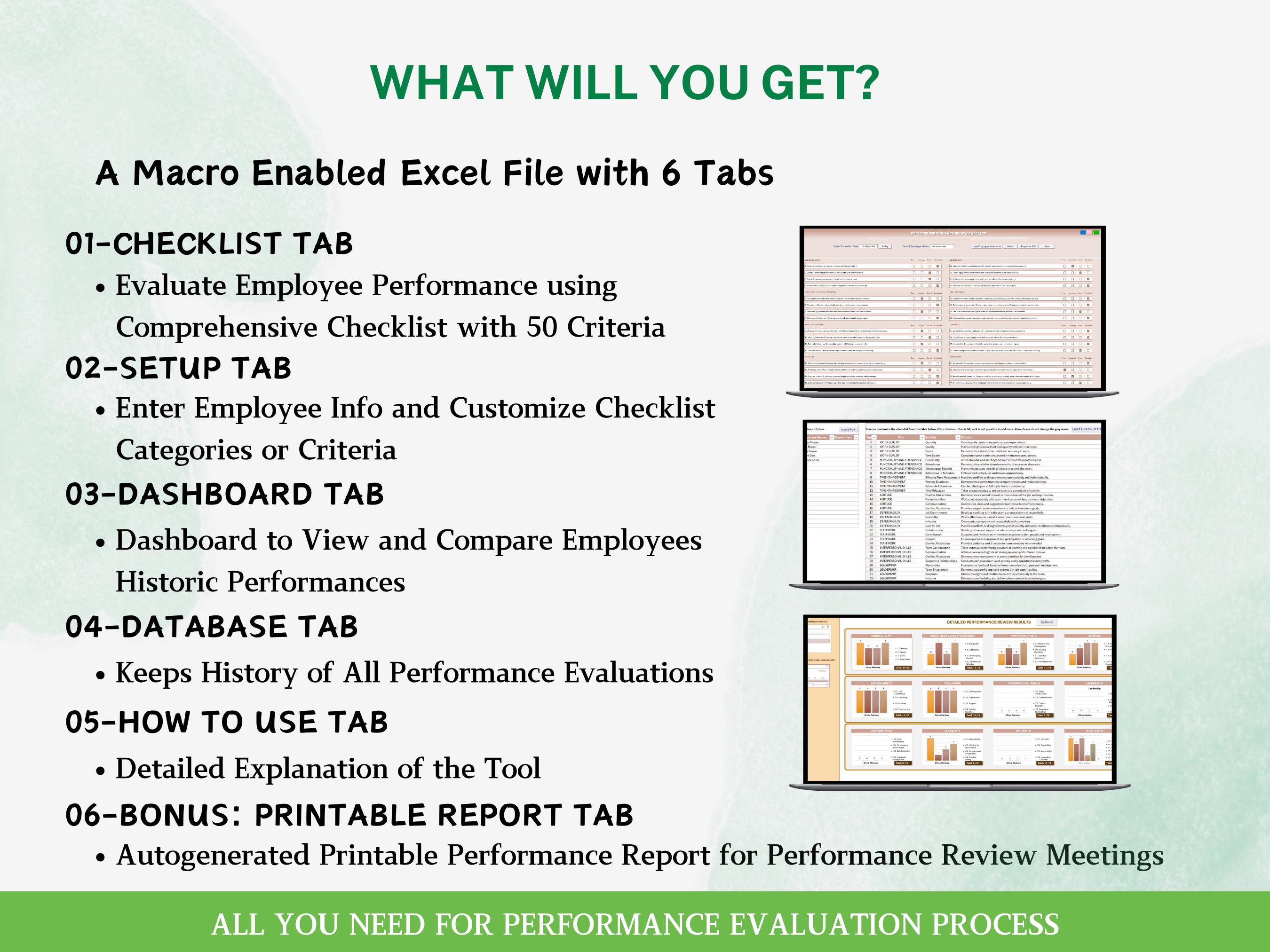 Employee Performance Review Tool Excel Spreadsheet HR Customizable ...