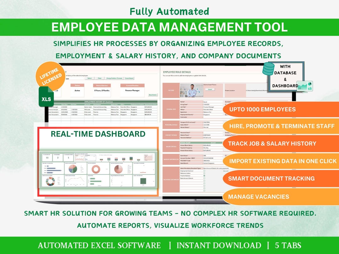 Employee Database Manager Software Human Resource Dashboard HR ...