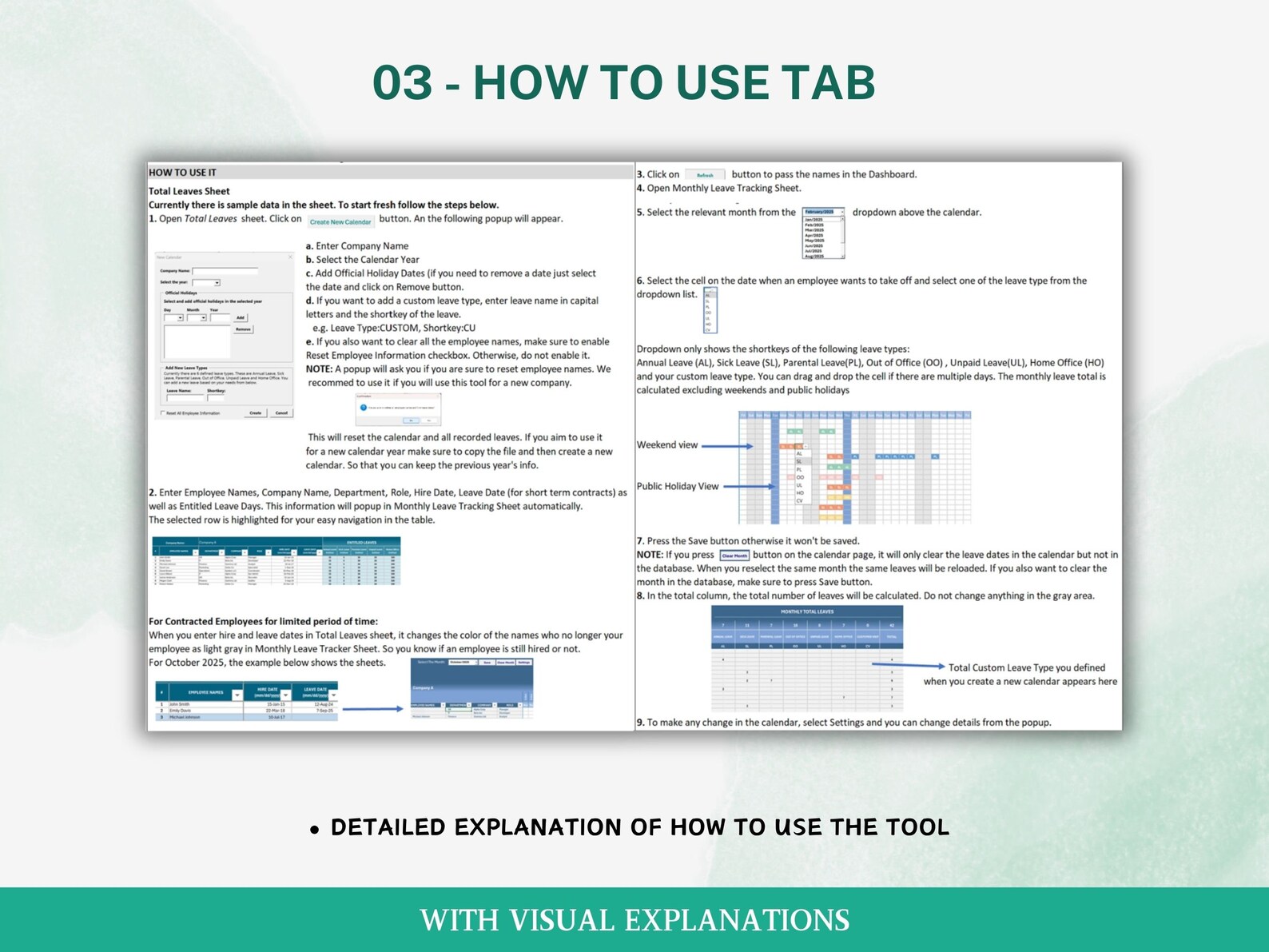 Employee Leave Tracker Excel Dashboard Annual PTO Planner Human ...