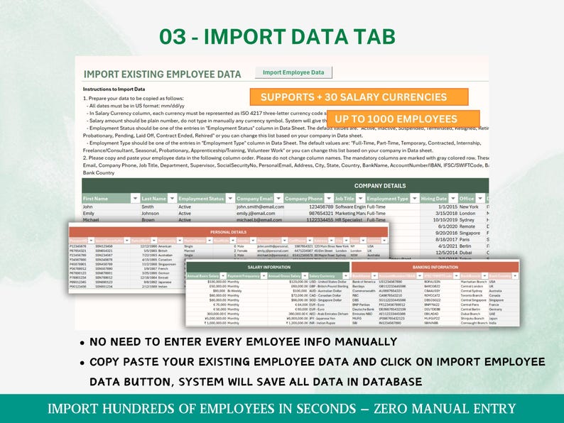Employee Database HR Management Human Resource HR Templates Excel ...