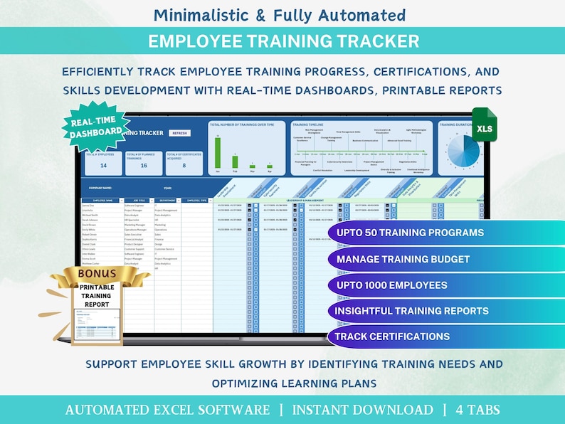 Employee Training Tracker Excel Spreadsheet Certification Tracker ...