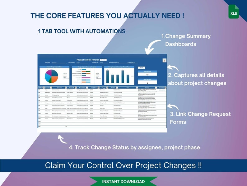 Project Change Management Excel Spreadsheet | Change Tracking Dashboard ...
