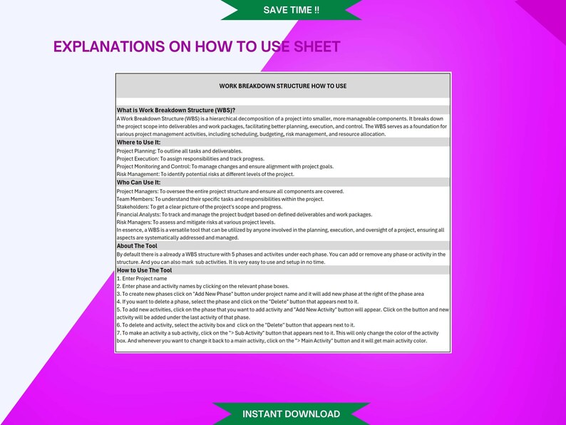 Work Breakdown Structure Excel Template | Automated Project Planning ...