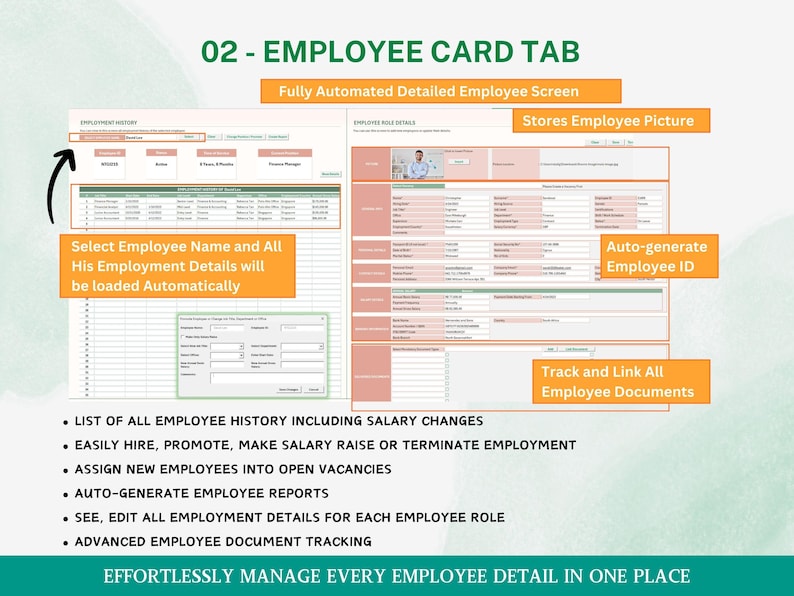 Employee Database HR Management Human Resource HR Templates Excel ...
