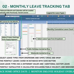 Employee Leave Tracker Excel Dashboard Annual PTO Planner Human ...