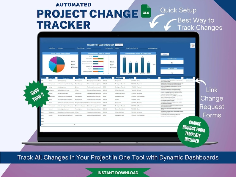 Project Change Management Excel Spreadsheet | Change Tracking Dashboard ...