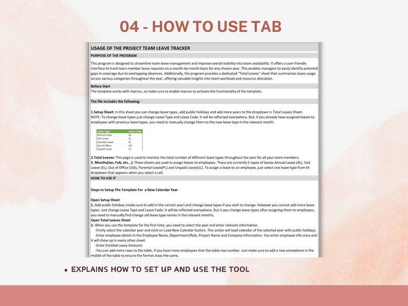 Employee Leave Tracker for Project Management: PTO Planner Excel ...