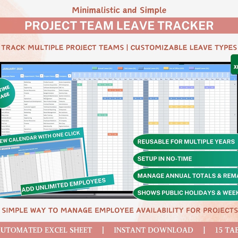 Leave Planner Excel - Etsy