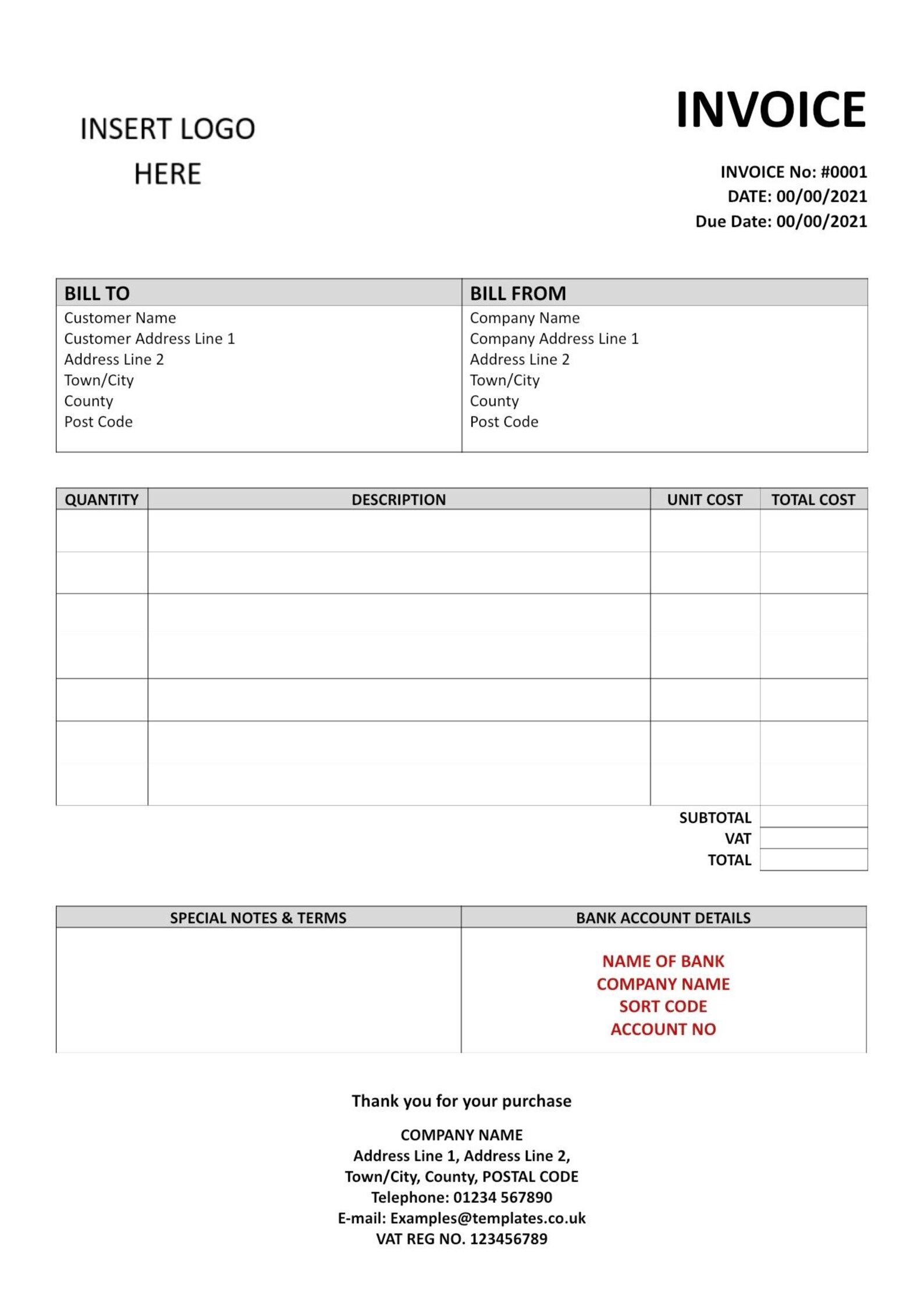 Logo Input Editable Invoice Template - Etsy Australia