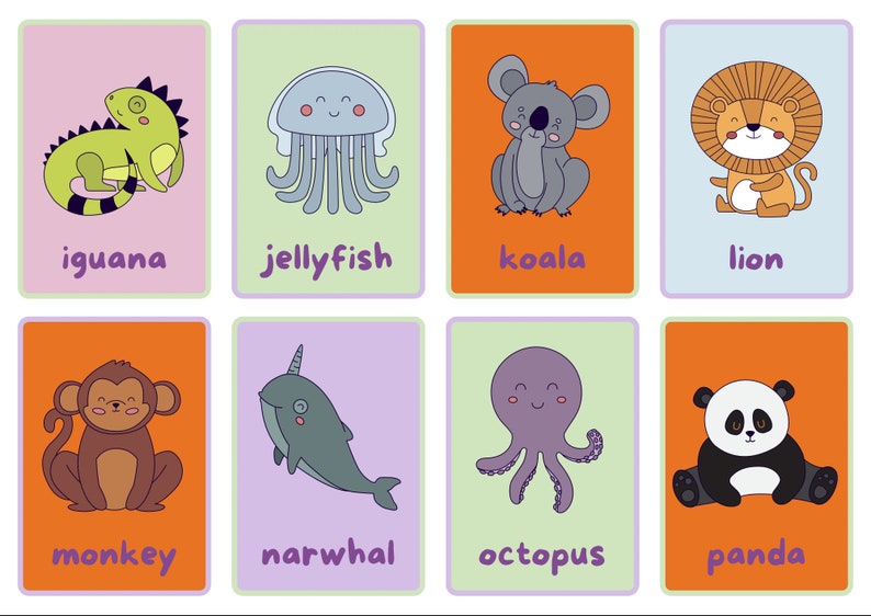 Animal Alphabet Printable Flashcards - Etsy