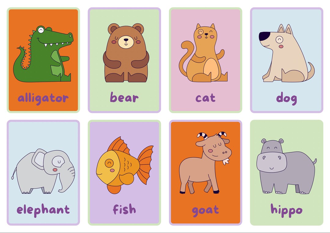 Animal Alphabet Printable Flashcards - Etsy