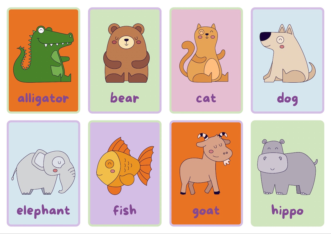 Animal Alphabet Printable Flashcards - Etsy