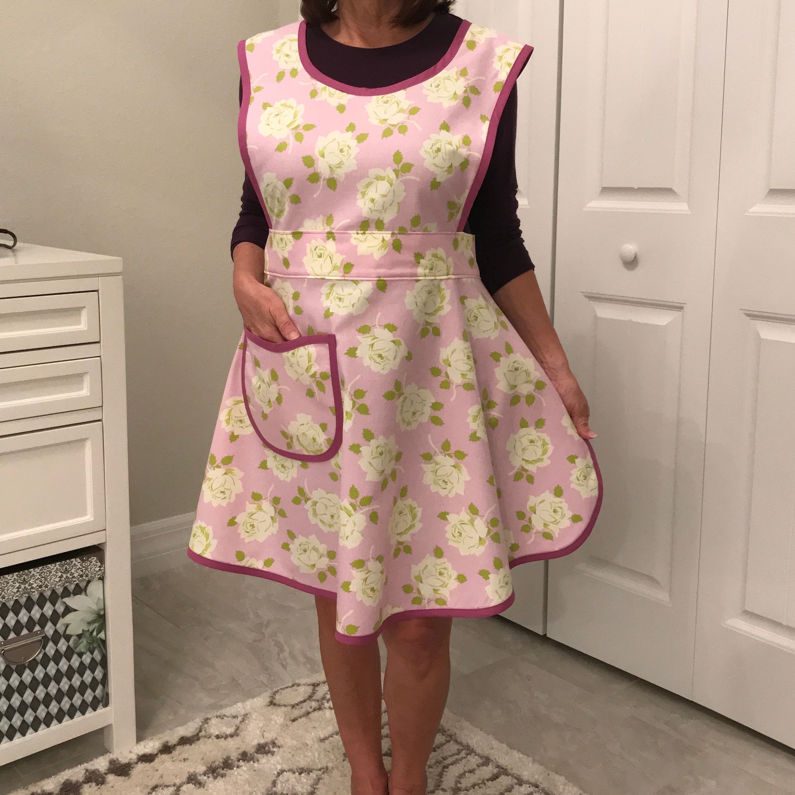 Vintage Inspired Shabby Chic Apron in Lottie Da Vintage Rose Pink ...