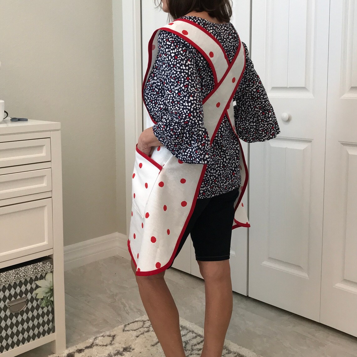 Crossback Apron in Cranberry Dots Vintage Style Apron Fancy Apron ...