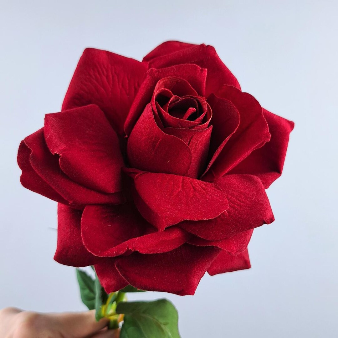 Red Velvet Rose, Artificial Red Flower, Wedding Decor Red Roses, Large ...
