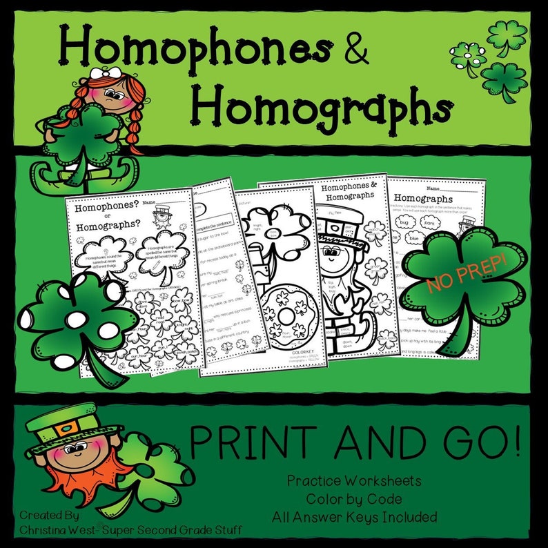 Homophones and Homographs Activities | 1st – 4th | St. Patrick's Day ...