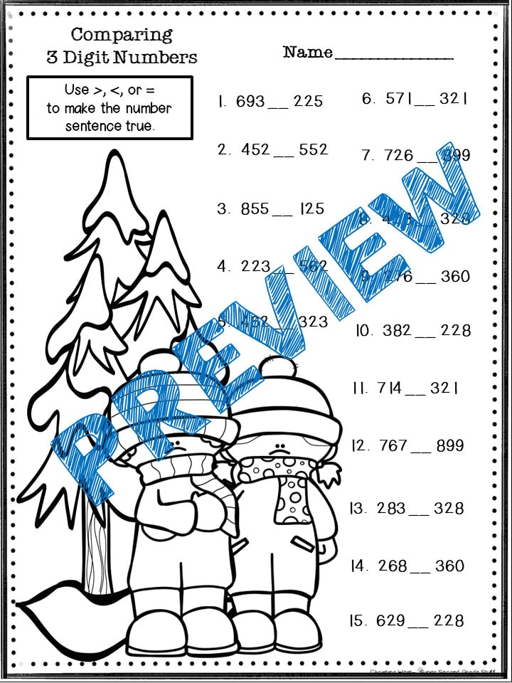 Comparing Three Digit Numbers | 1st – 4th | Winter Theme | Homeschool ...