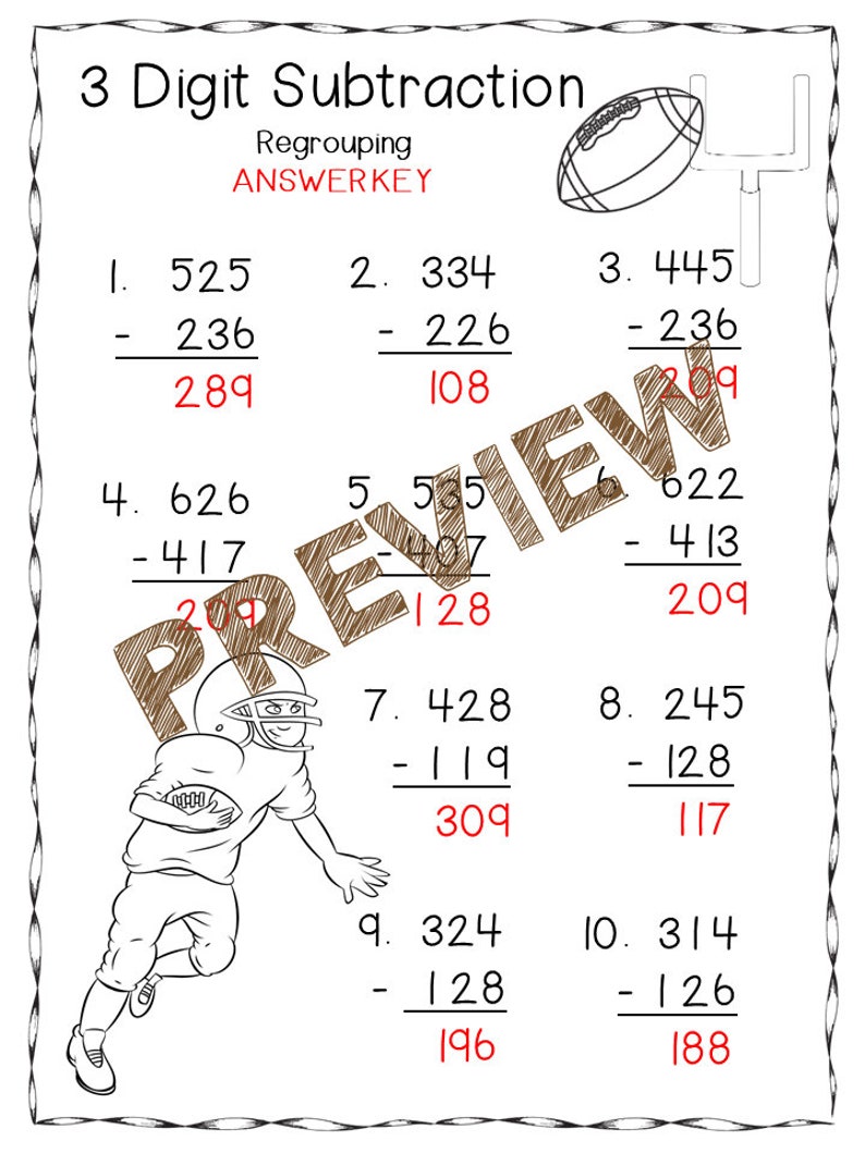 Two and Three Digit Subtraction | Regrouping and No Regrouping ...