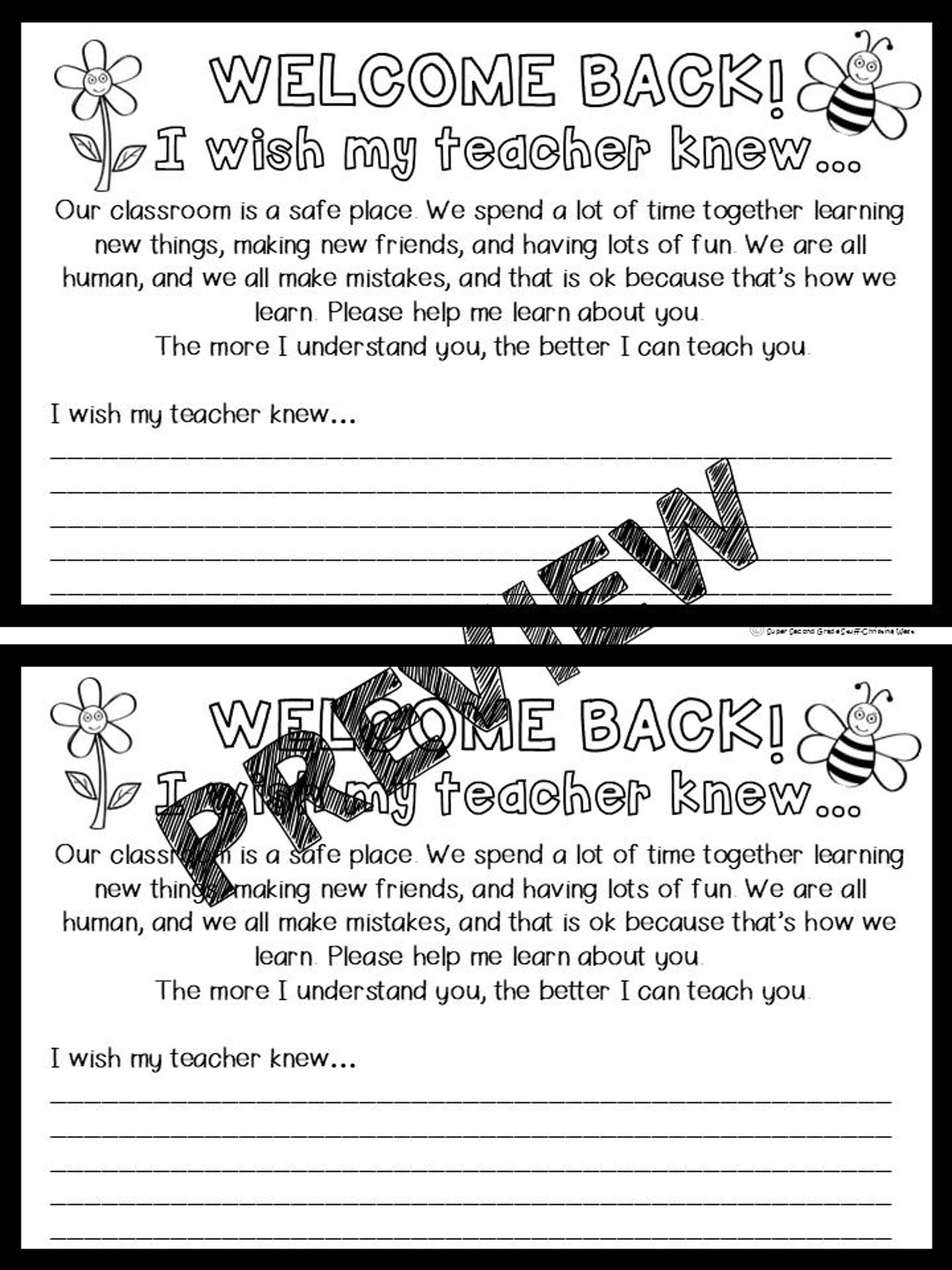 I Wish My Teacher Knew | Templates to "check In" With Students ...