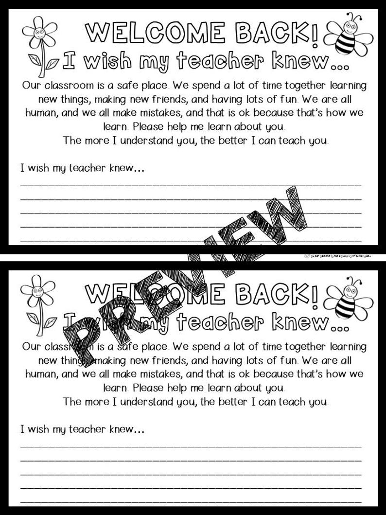I Wish My Teacher Knew | Templates to "check In" With Students ...