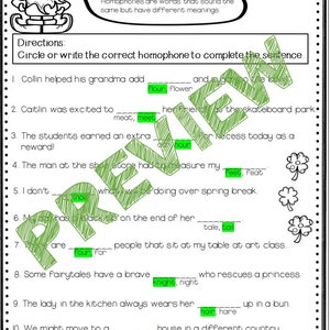 Homophones and Homographs Activities | 1st – 4th | St. Patrick's Day ...