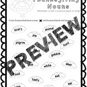 Parts of Speech Practice Worksheets| Thanksgiving| November | 1st – 5th ...
