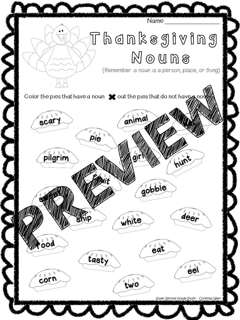 Parts of Speech Practice Worksheets| Thanksgiving| November | 1st – 5th ...