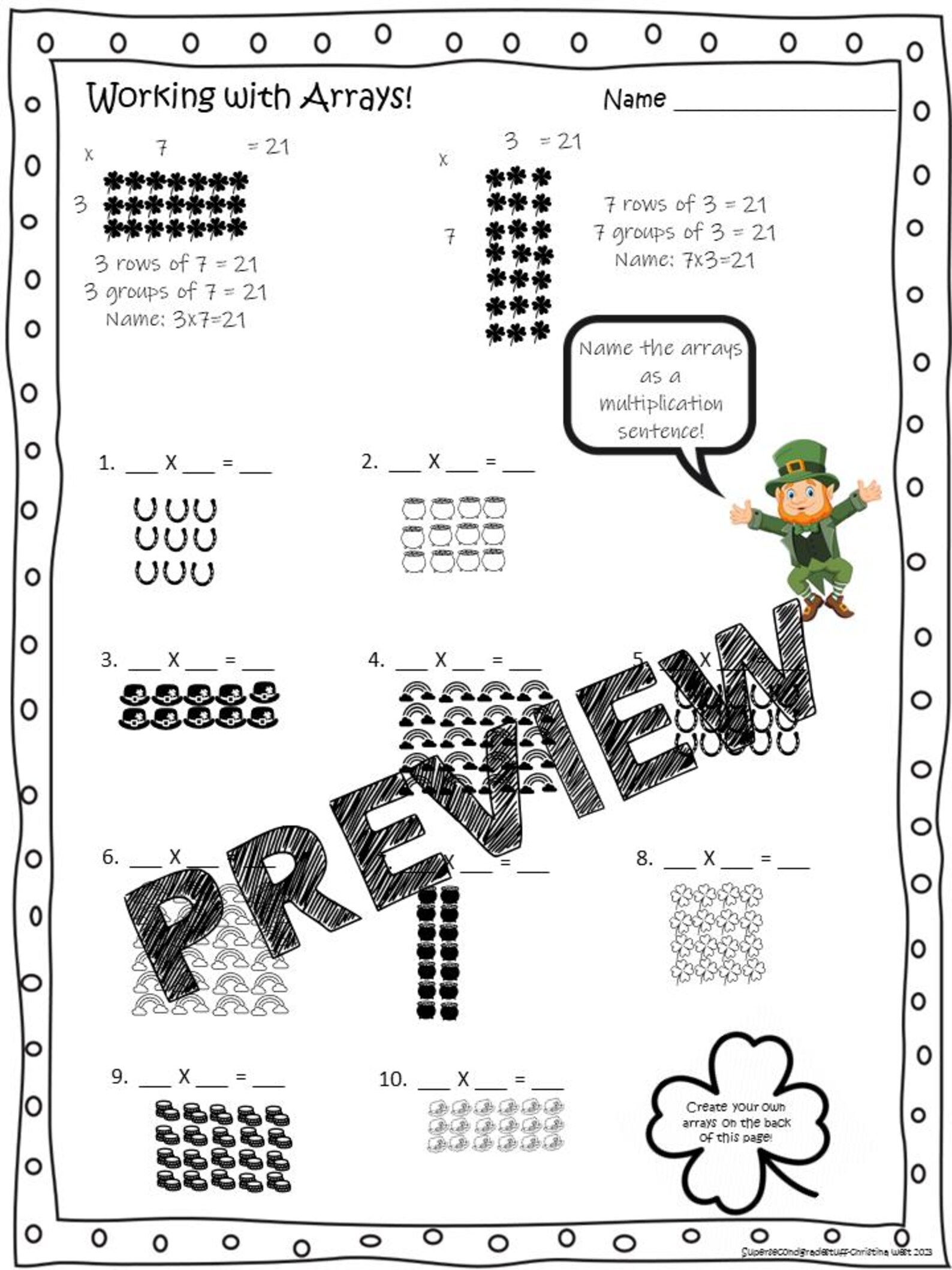 Lucky Arrays! | Multiplication Using Arrays | St Patricks Day | No Prep ...