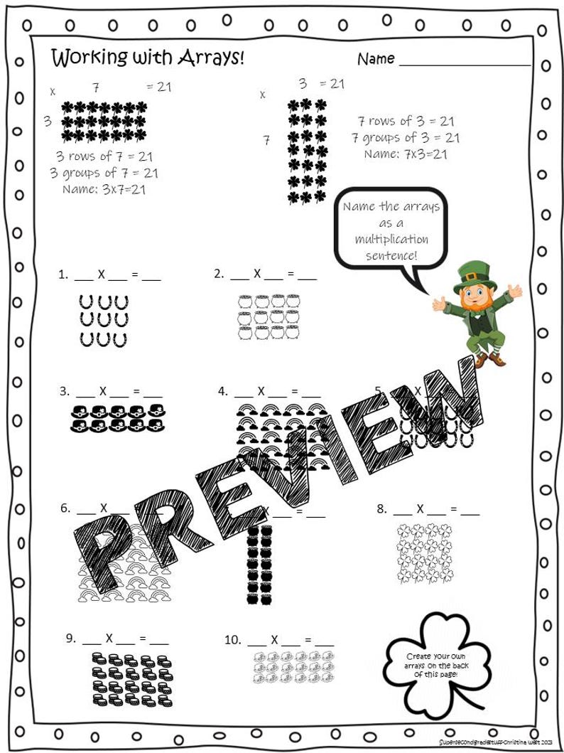 Lucky Arrays! | Multiplication Using Arrays | St Patricks Day | No Prep ...