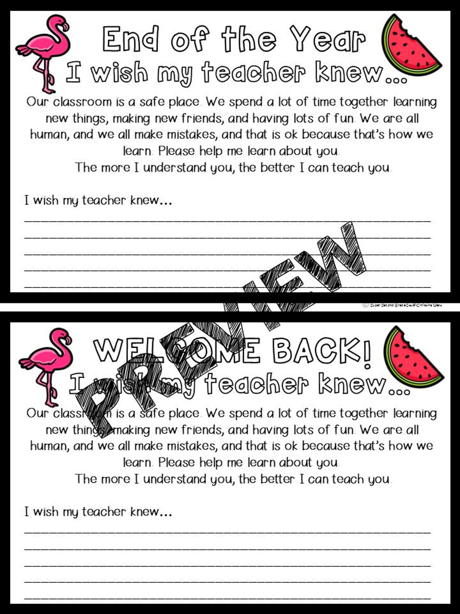 I Wish My Teacher Knew | Templates to "check In" With Students ...