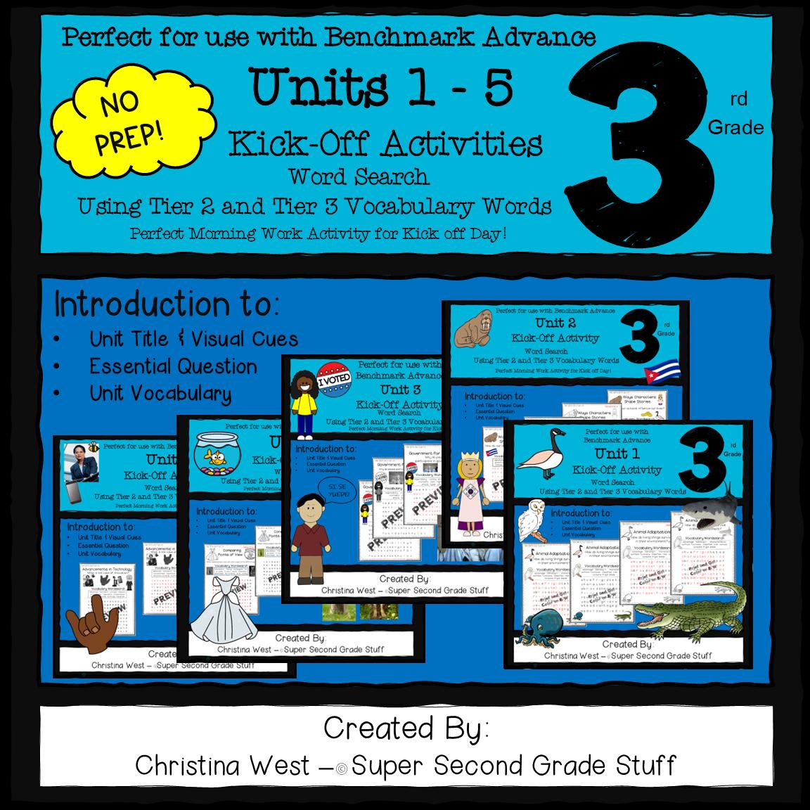 Benchmark Advance Aligned | 3rd Grade Units 1 - 5: Activities for Kick ...