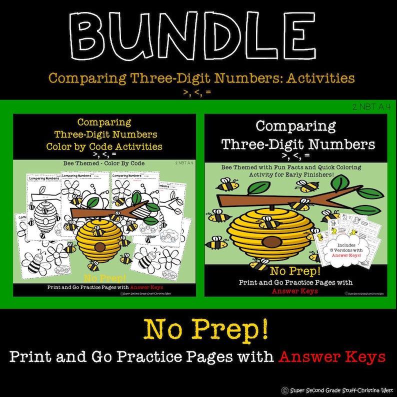 Comparing Three Digit Numbers | Comparison Symbols | Place Value | Bees ...