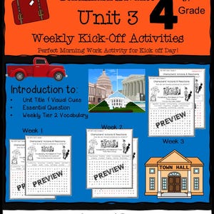 Benchmark Advance 2022 | 4th Grade | Unit 3 Three Weekly Tier 2 Vocab ...