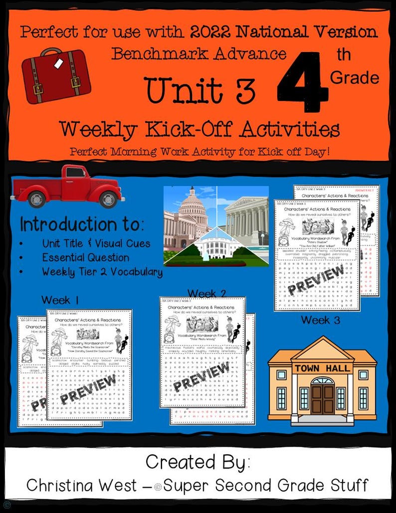 Benchmark Advance 2022 | 4th Grade | Unit 3 Three Weekly Tier 2 Vocab ...