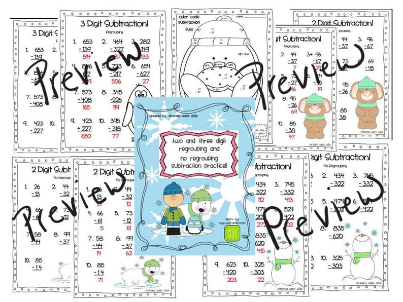 Addition and Subtraction Practice Bundle | Winter and Spring | 1st ...