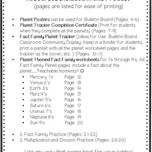 Addition and Subtraction & Multiplication and Division Fact Families ...