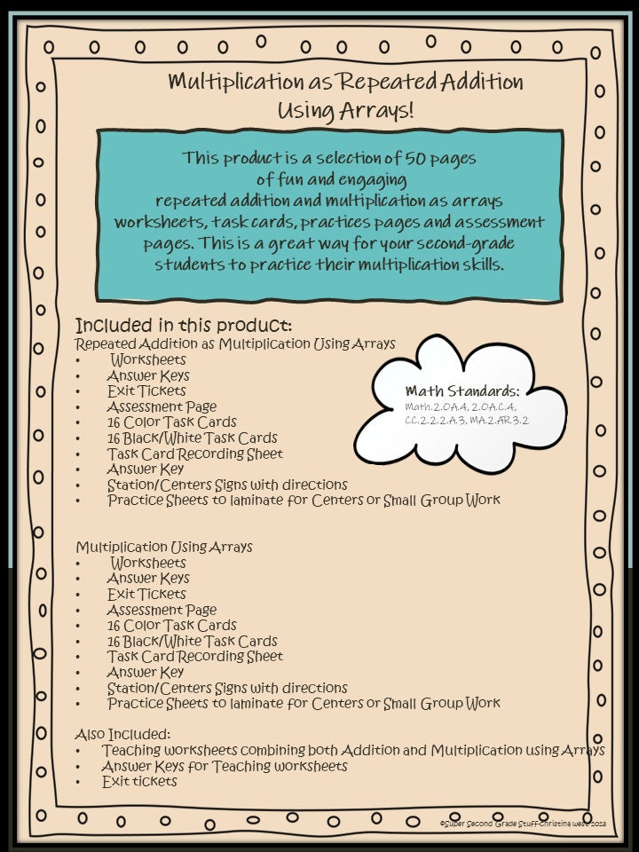 Multiplication as Repeated Addition | Using Arrays | Strategies | No ...