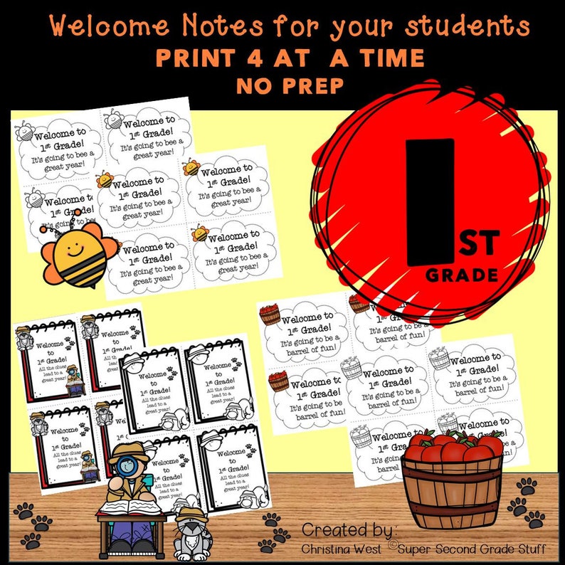 1st Grade Welcome Back Note for Students | No Prep-4 to a Page| First ...