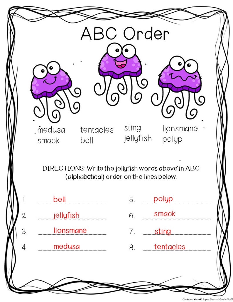 Jellyfish Themed Word Activities | 1st – 3rd | Homeschool | Printable ...