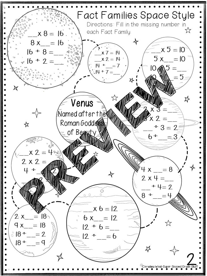 Addition and Subtraction & Multiplication and Division Fact Families ...