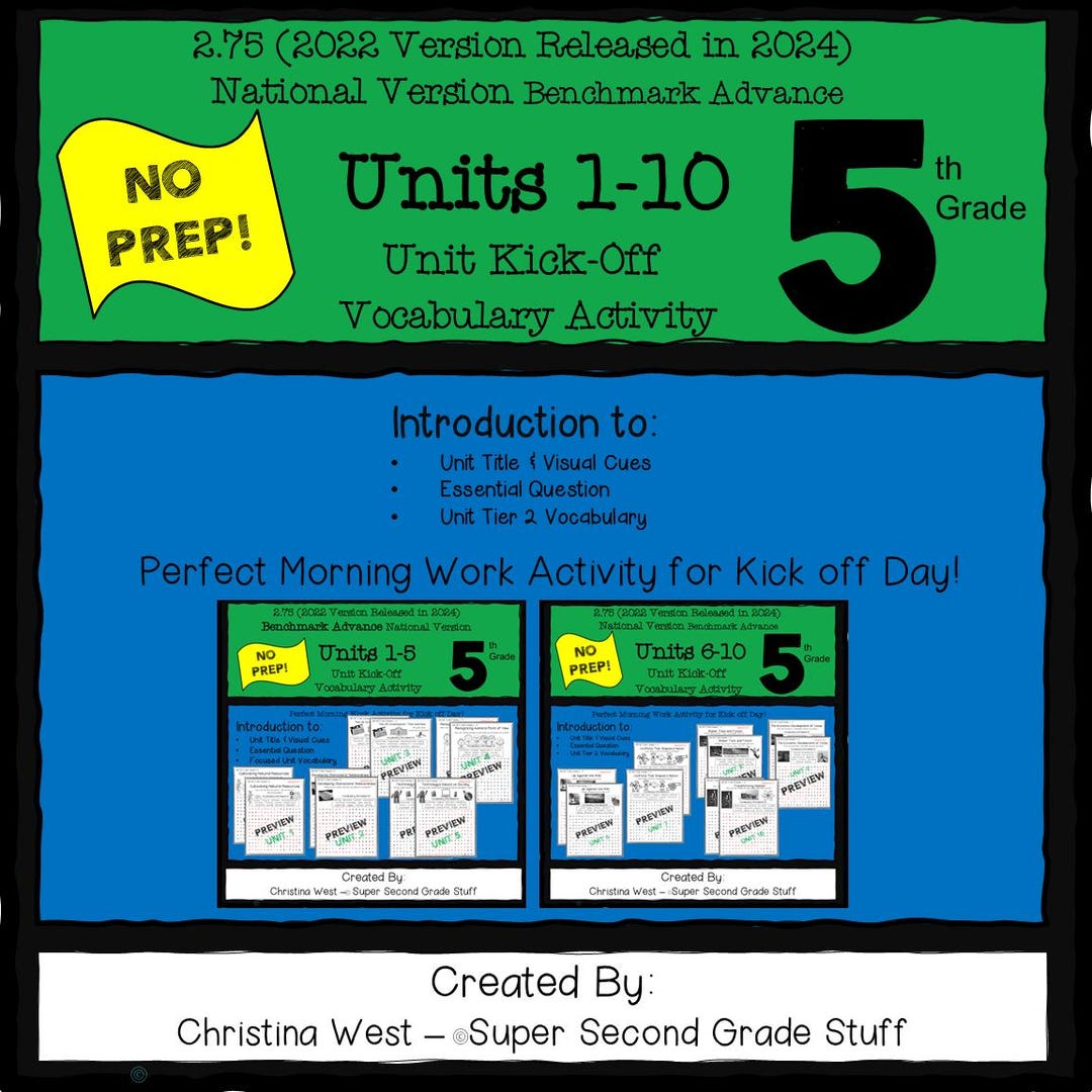 Benchmark Advance 2022 2.75| 5th Grade Units 1 - 10: Activities for ...