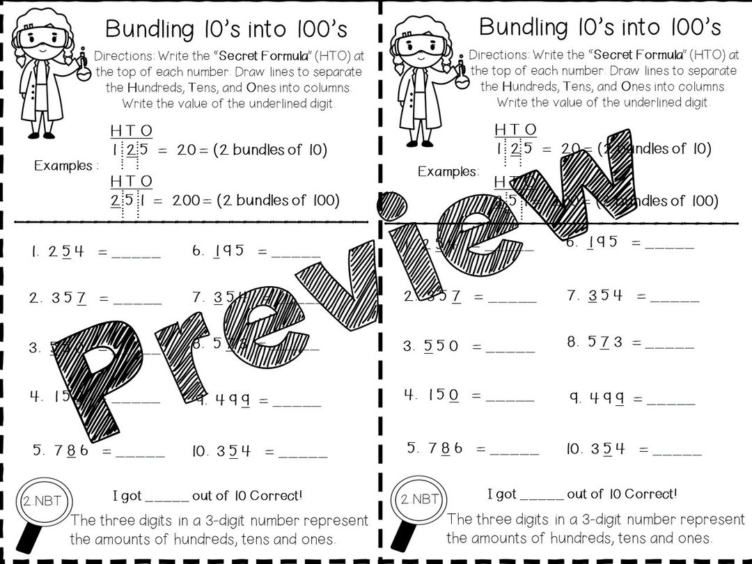 Place Value | Bundling 10s Into 100s | 1st – 4th | Secret Formula Theme ...