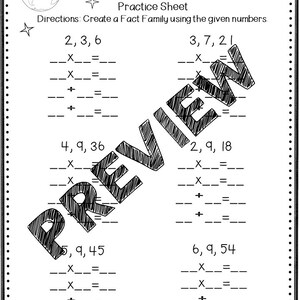 Addition and Subtraction & Multiplication and Division Fact Families ...